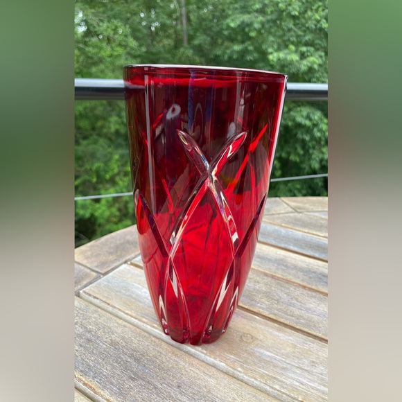 Accents | Vintage Ruby Red Cut Glass Vase | Poshmark